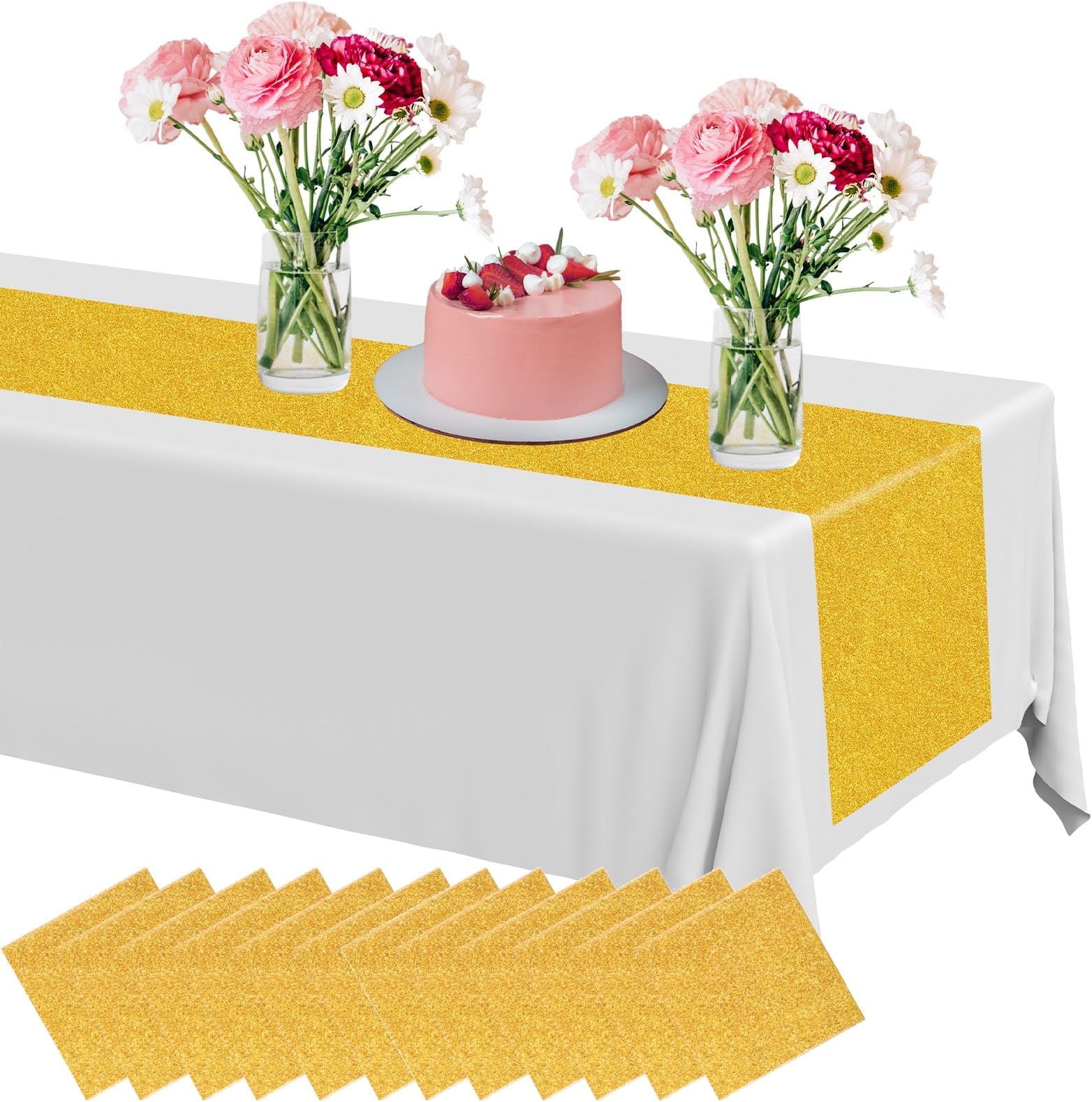 Amazon.com: Preboun 12 Pieces Disposable Plastic Sequin Table Runner ...