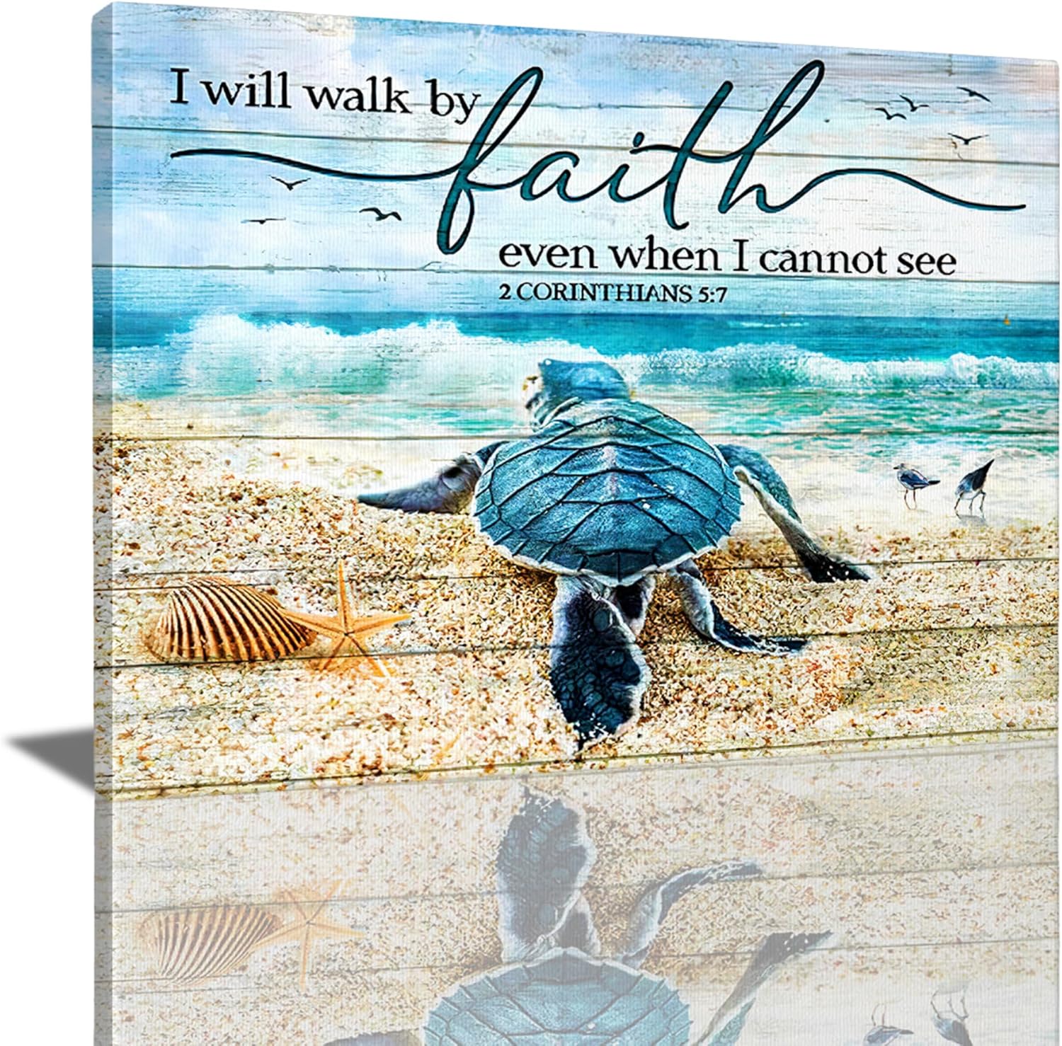 Amazon.com: citari Ocean Sea Turtle Bathroom Decor Wall Art, Beach ...