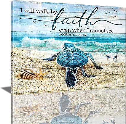 Amazon.com: citari Ocean Sea Turtle Bathroom Decor Wall Art, Beach ...