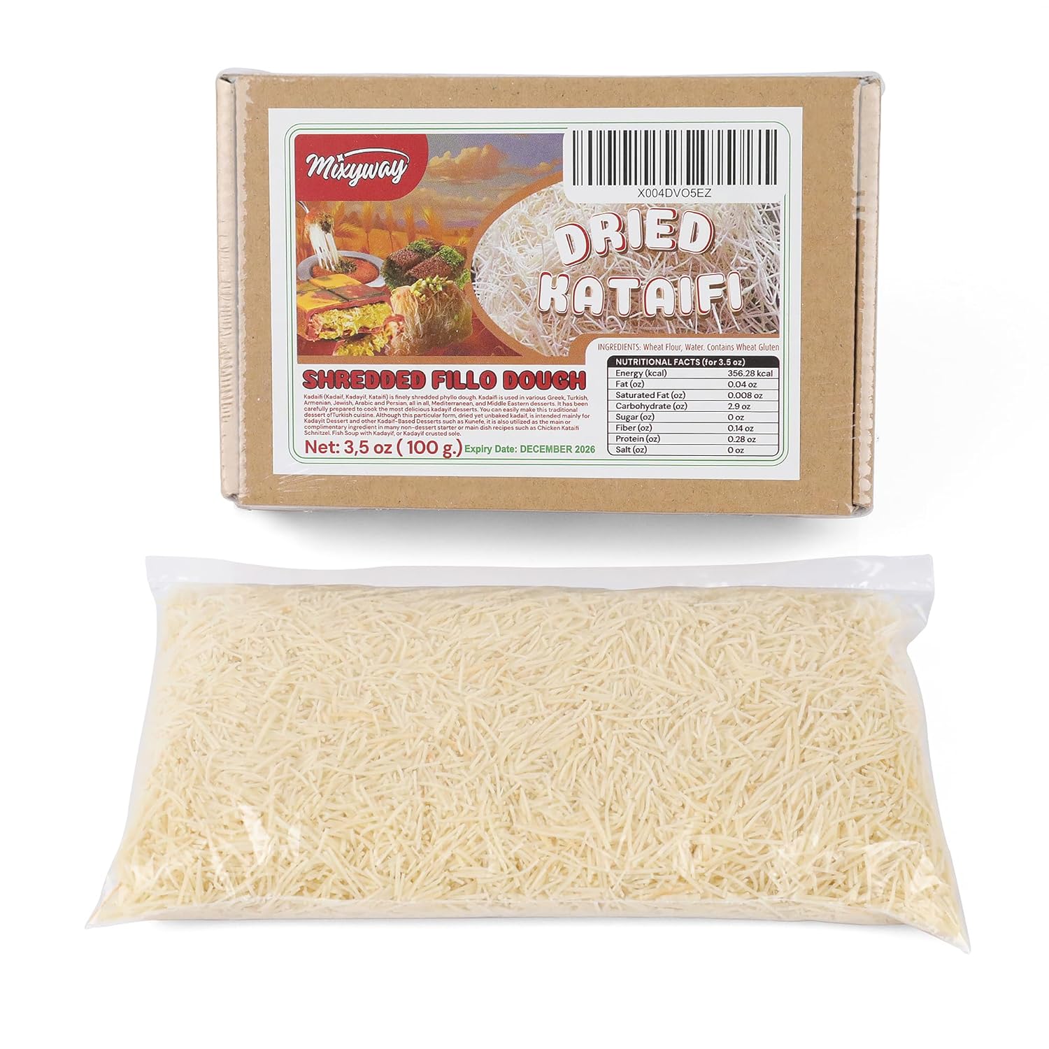 Amazon.com : Kataifi Shredded Fillo Dough 3.5 Oz (100 gr.) for Dubai ...