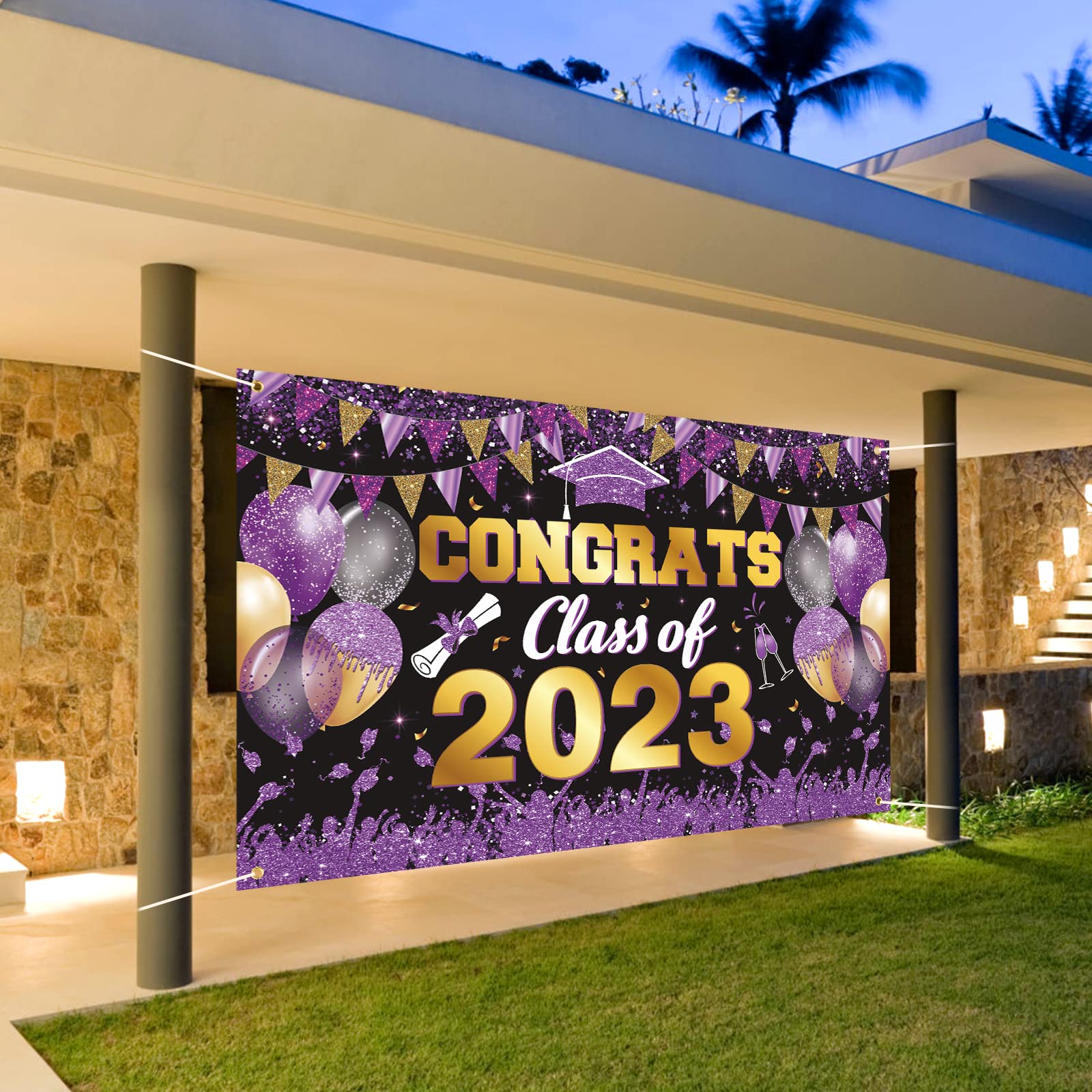 Purple And Gold Graduation Boarder Graduation Party Invitations