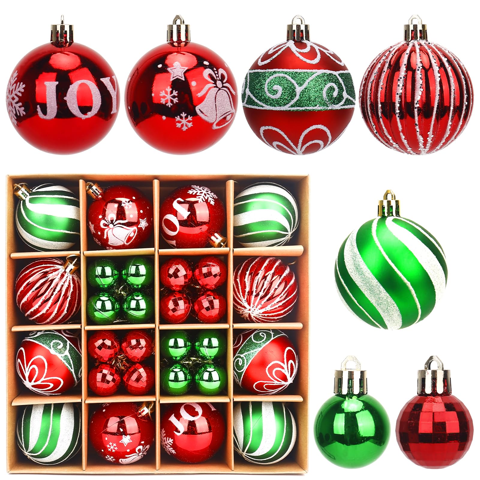 Amazon.com: Christmas Ornaments Set-44 Pcs Shatterproof Christmas Balls ...