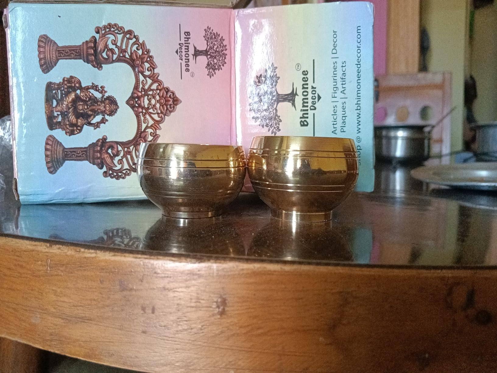 Buy Bhimonee Decor Pure Brass Kuber Pyali Deep, Deepak, Diya for Pooja ...