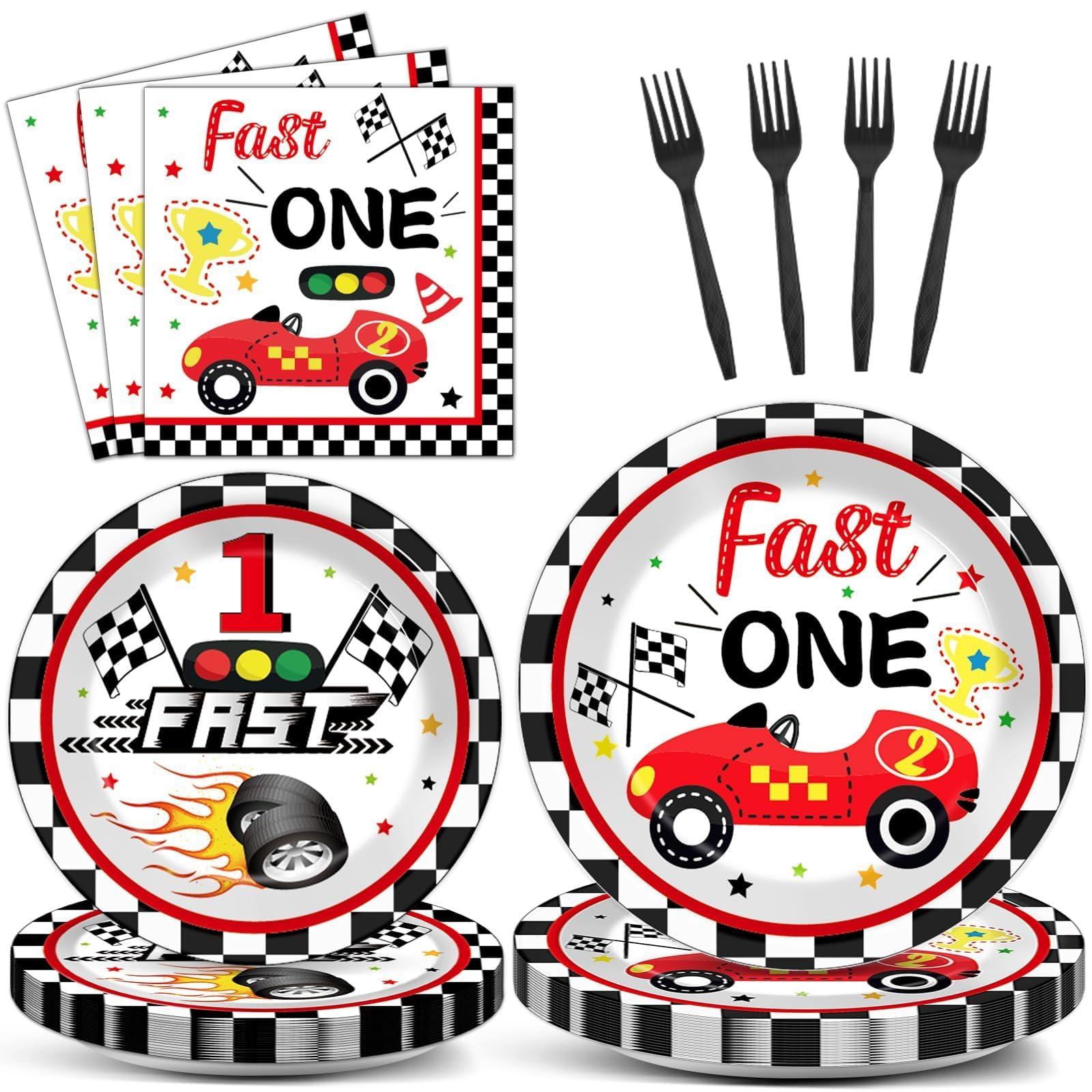 Amazon.com: Fast One Birthday Decorations for Boys Racing Car 1st ...