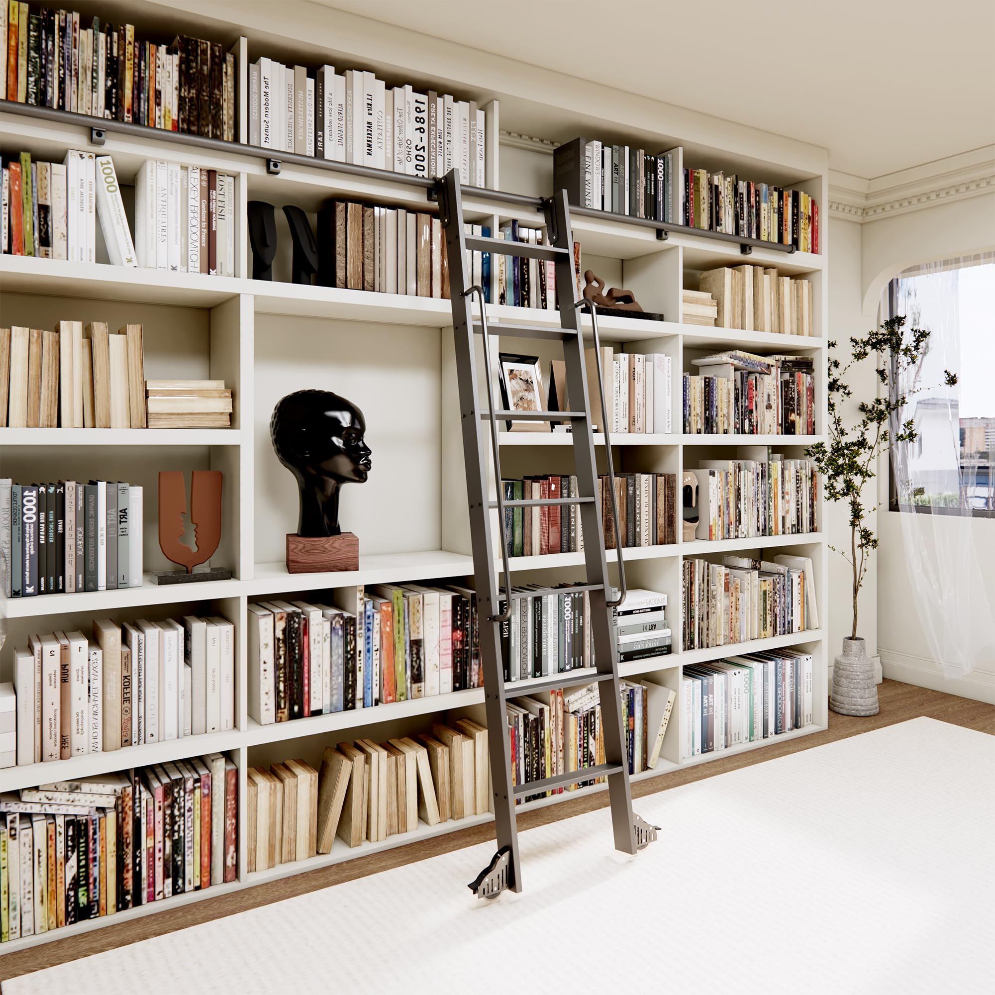 Wall Bookcases With Library Ladder Built In Bookshelf Doesn't Need A