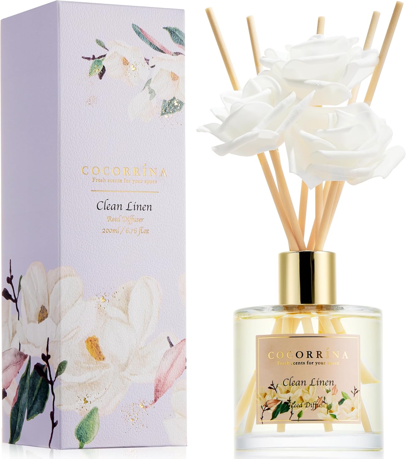 Amazon.com: ‌Cocorrína Reed Diffuser Set - 6.7oz Clean Linen Scented ...