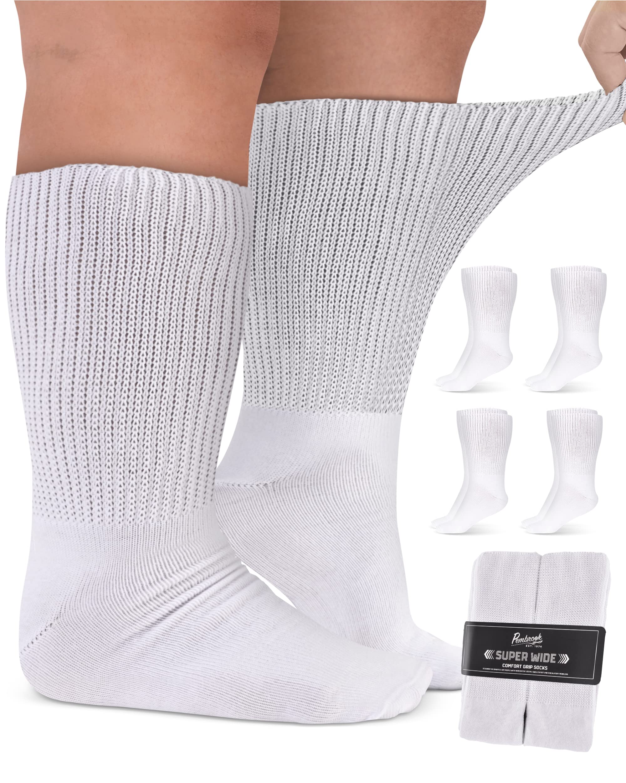 Buy Pembrook Extra Wide Socks for Swollen Feet - 4 Pair Bariatric Socks ...