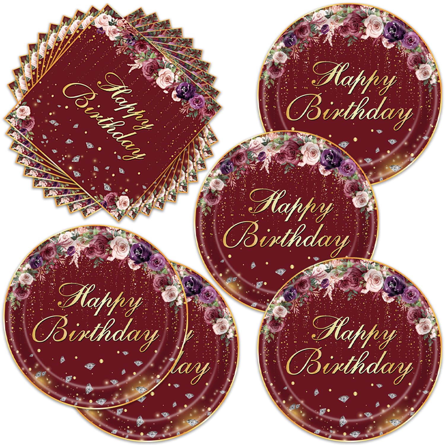 Amazon.com: 40PCS Red Birthday Decorations Burgundy Birthday ...