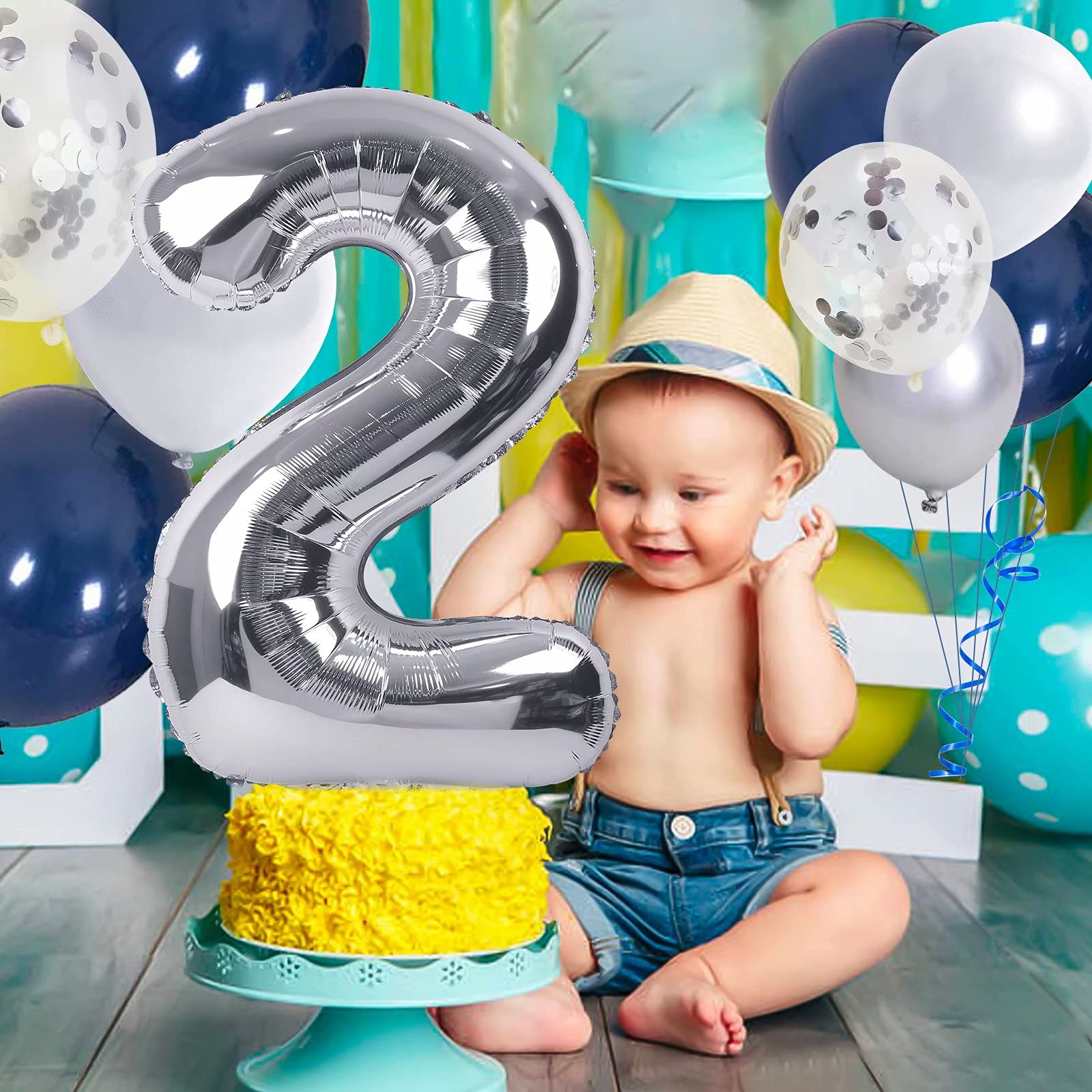 Party Bunting Happy 2nd Birthday Blue Holographic 11 Flags 3.9m