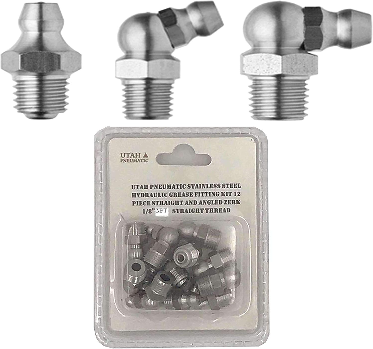 Utah Pneumatic 1/8" Npt Stainless Steel Grease Fittings Kit 4pcs ...