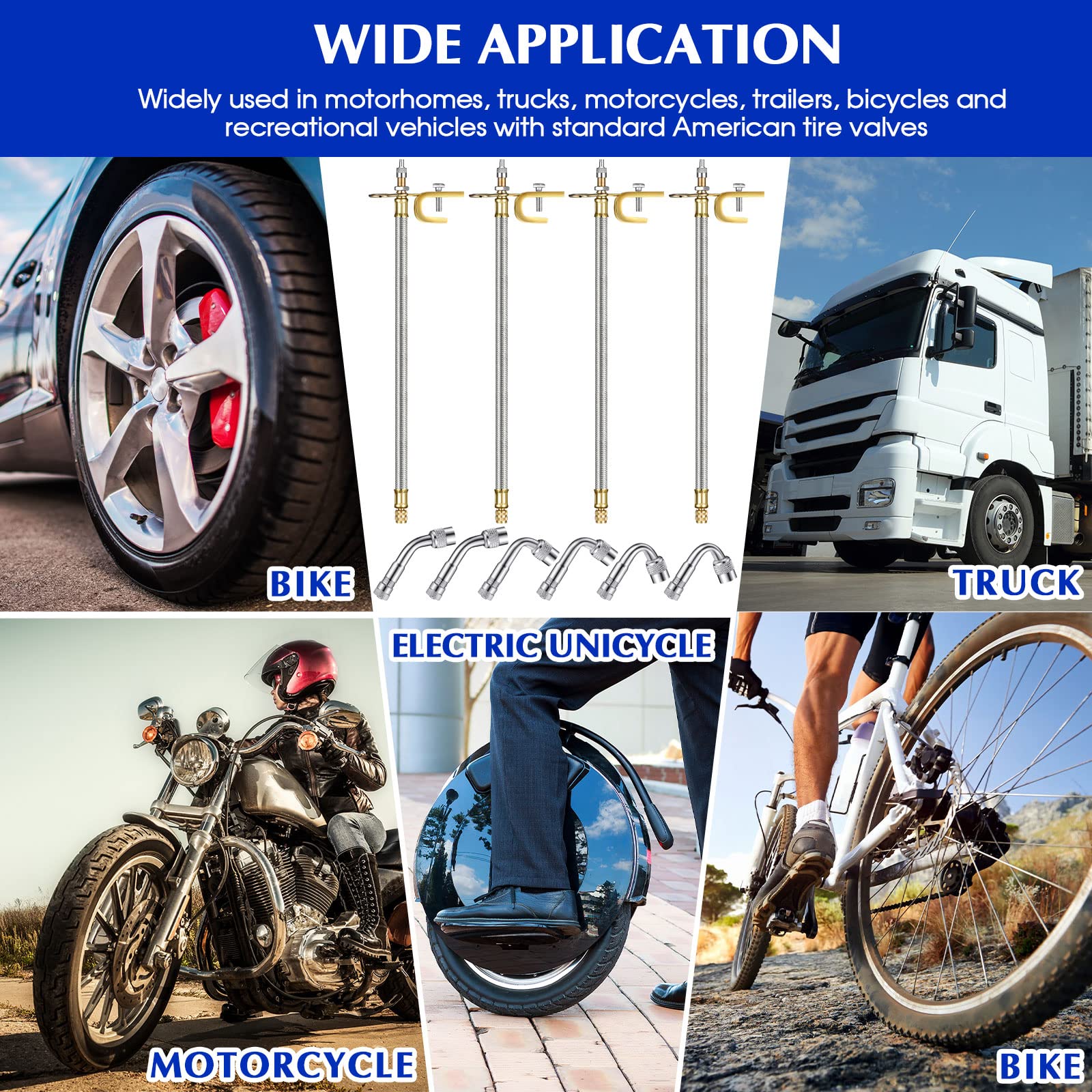 Snapklik.com : Hotop 4 Pieces Valve Stem Extension Stainless Steel ...