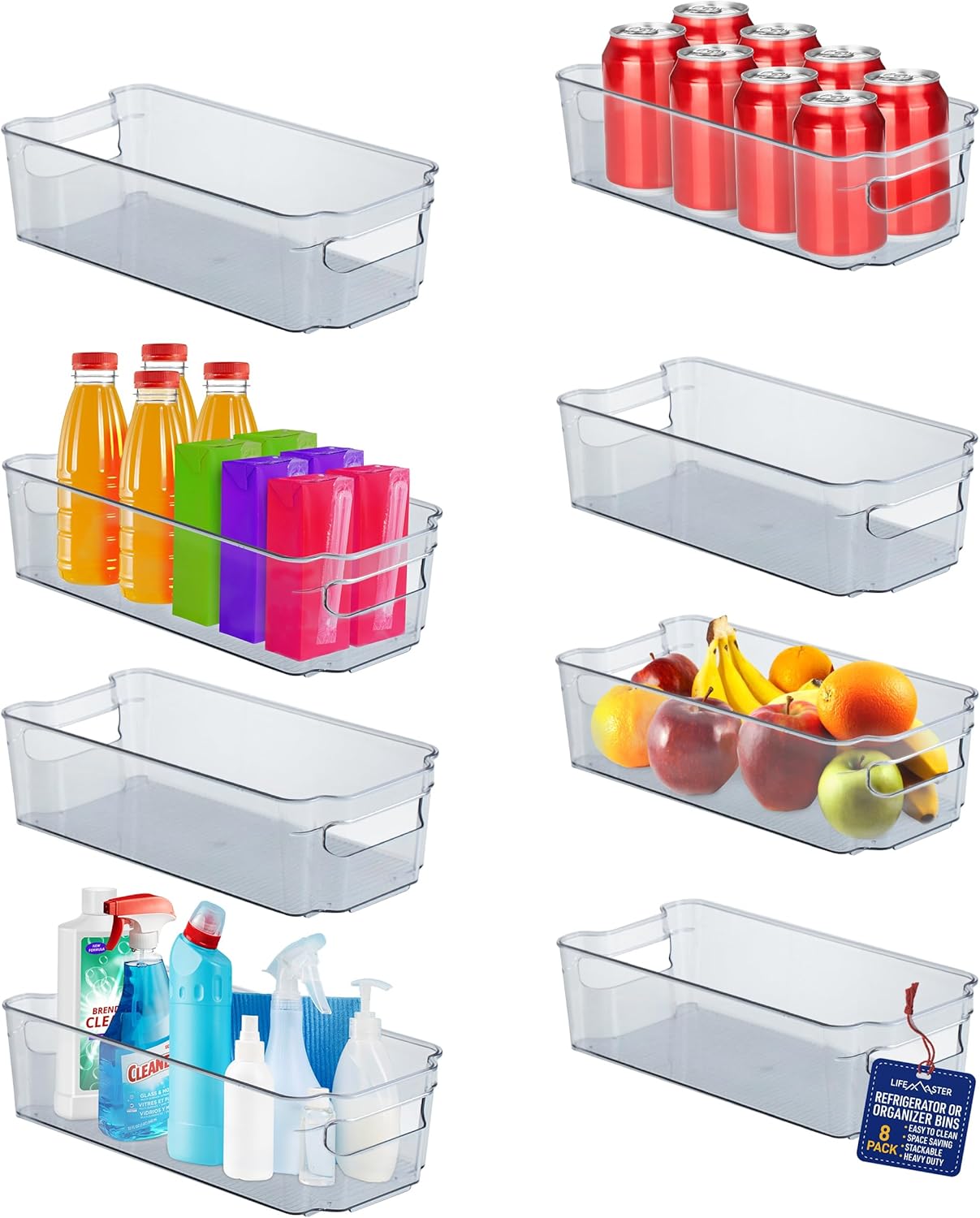 Amazon.com: Lifemaster Multi-Purpose Refrigerator Bins - 8 Pieces ...