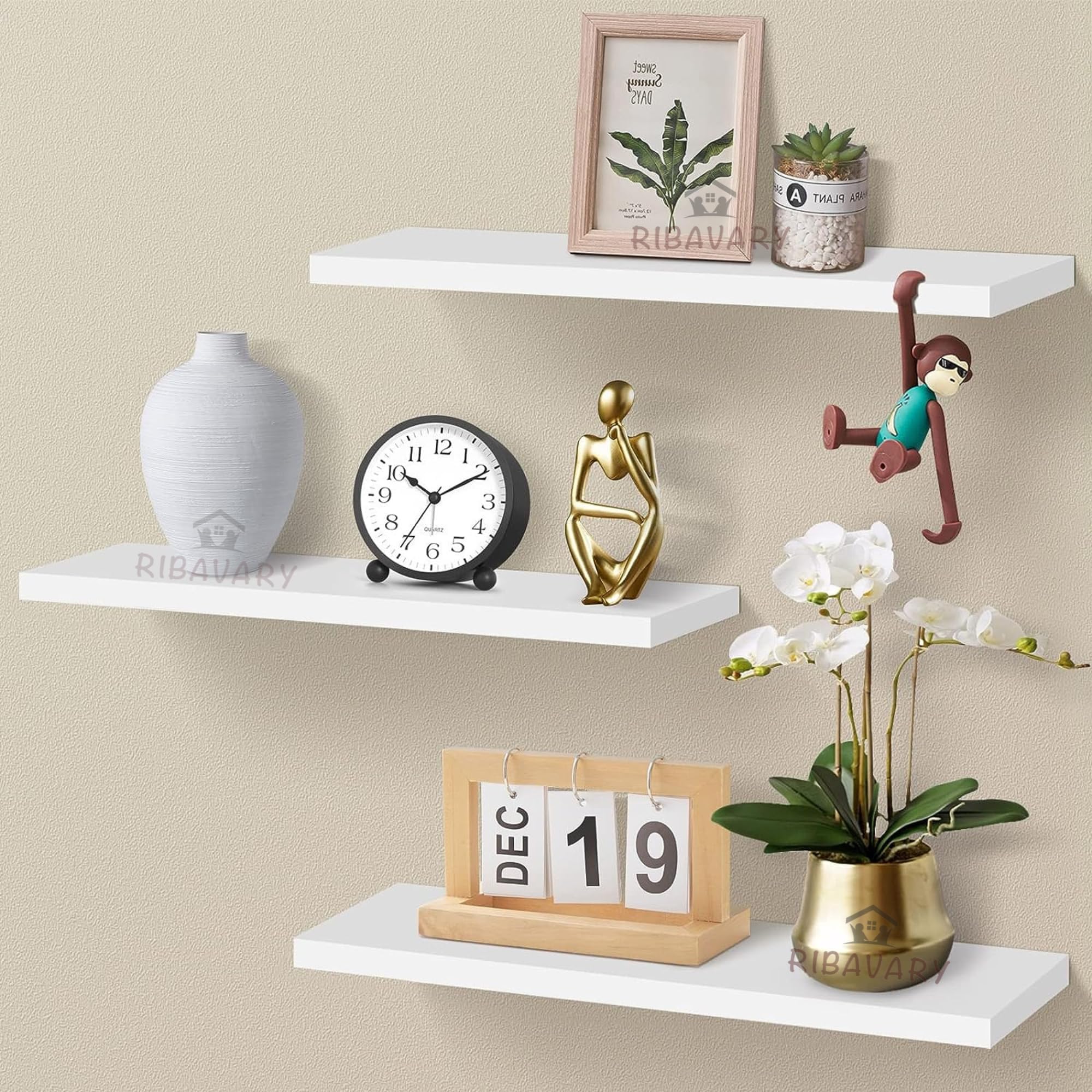 Device Bas with BROWN ART SHOPPEE 3 Pieces Floating Shelves, Wall ...