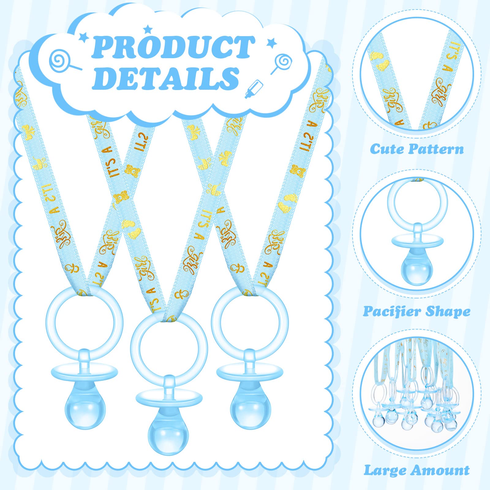 Snapklik.com : Junkin 60 Pieces Baby Shower Pacifiers Necklace Acrylic ...