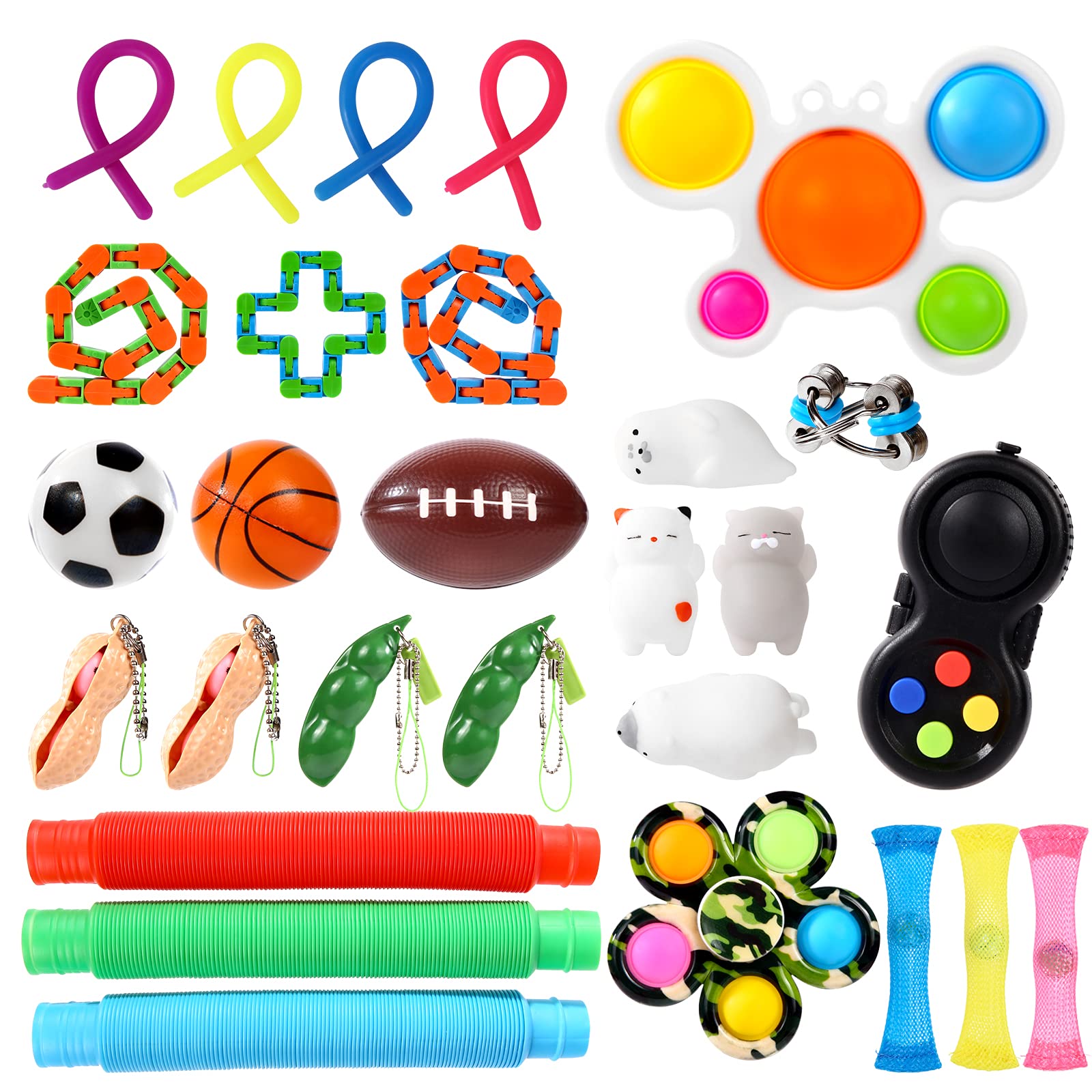 Buy GOHEYI 28 Fidget Toy Pack, Push Popper Bubble Fidget Toys with ...