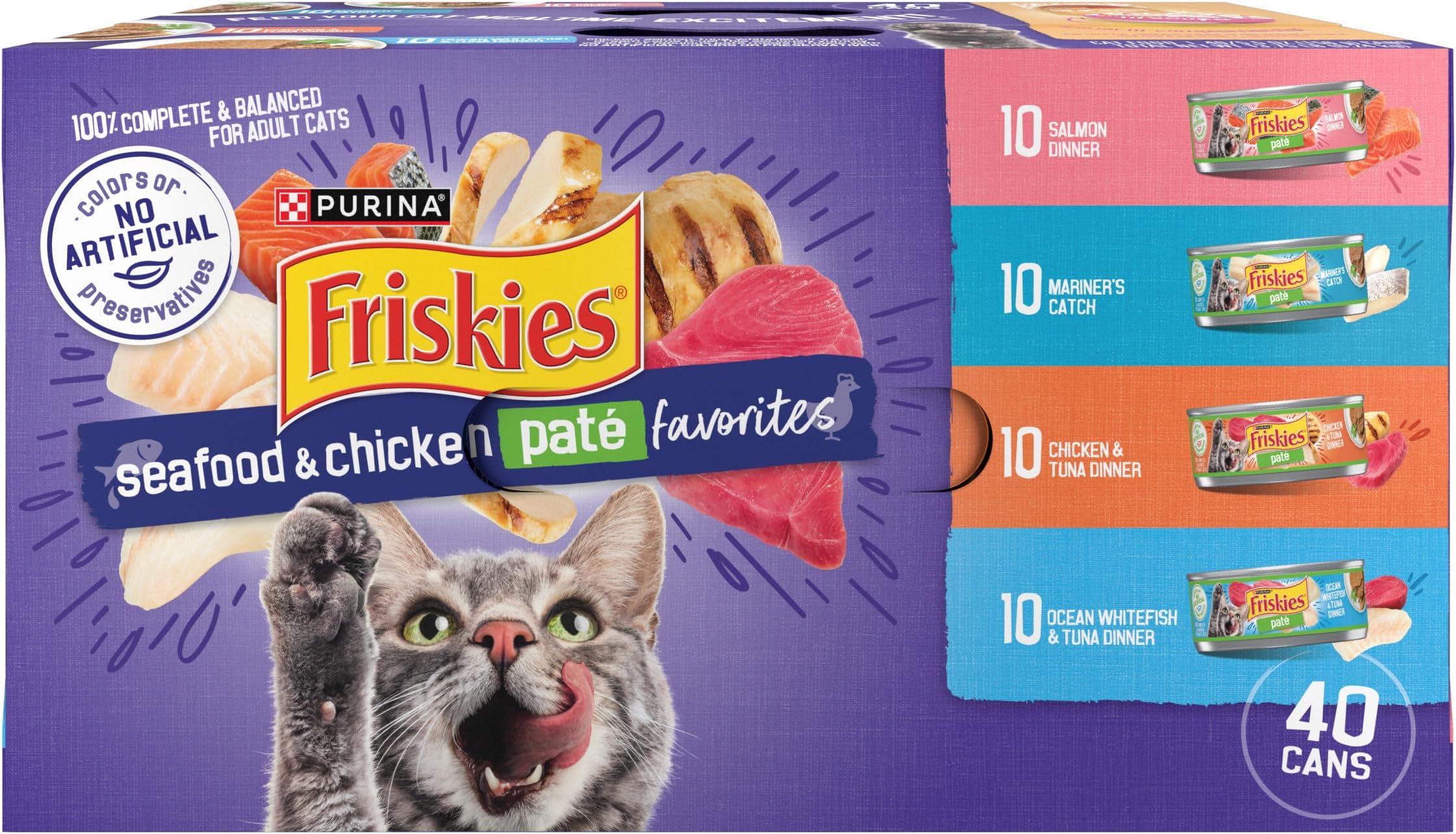 Amazon.com : Purina Friskies Pate Wet Cat Food Variety Pack Seafood and ...