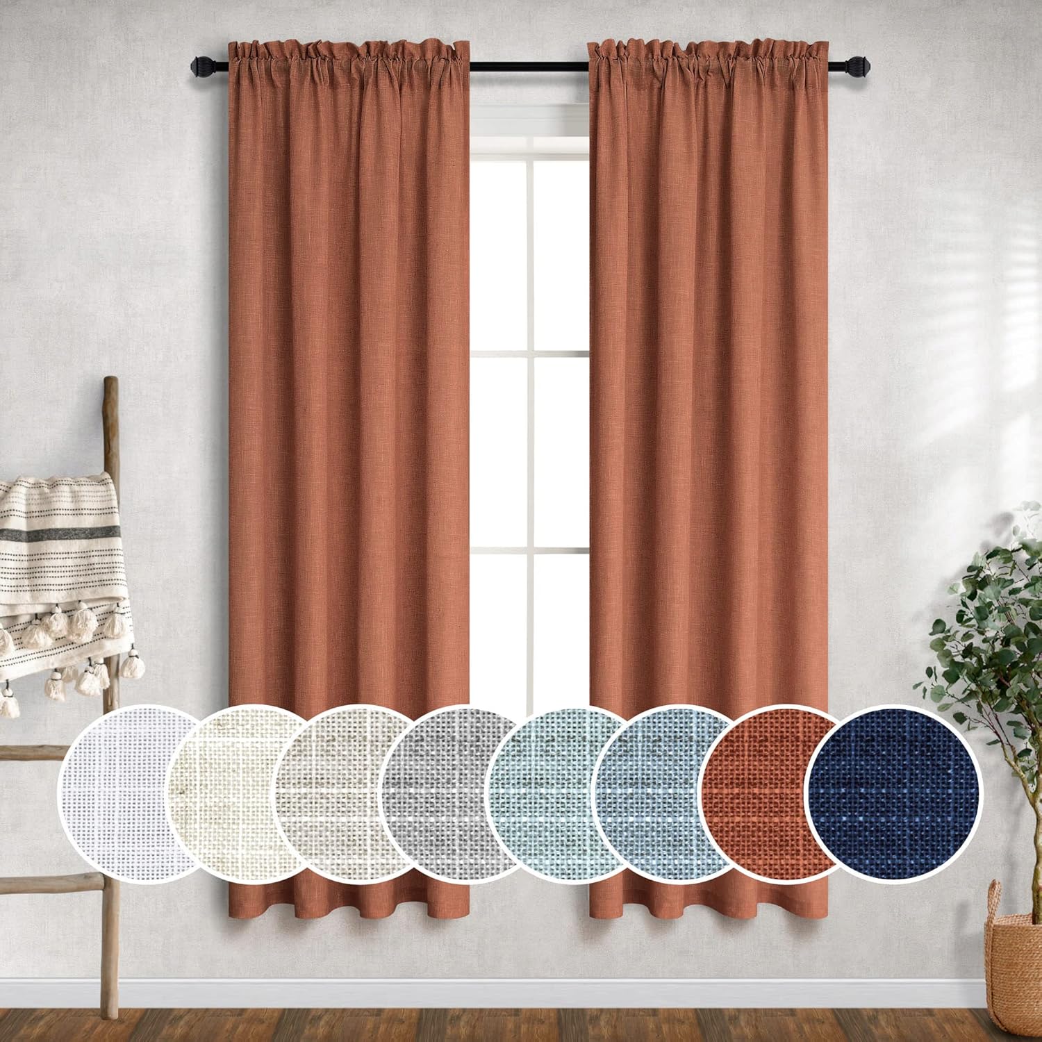 Amazon.com: Rust Curtains 38 Inches Wide for Bedroom 2 Panels Rod ...