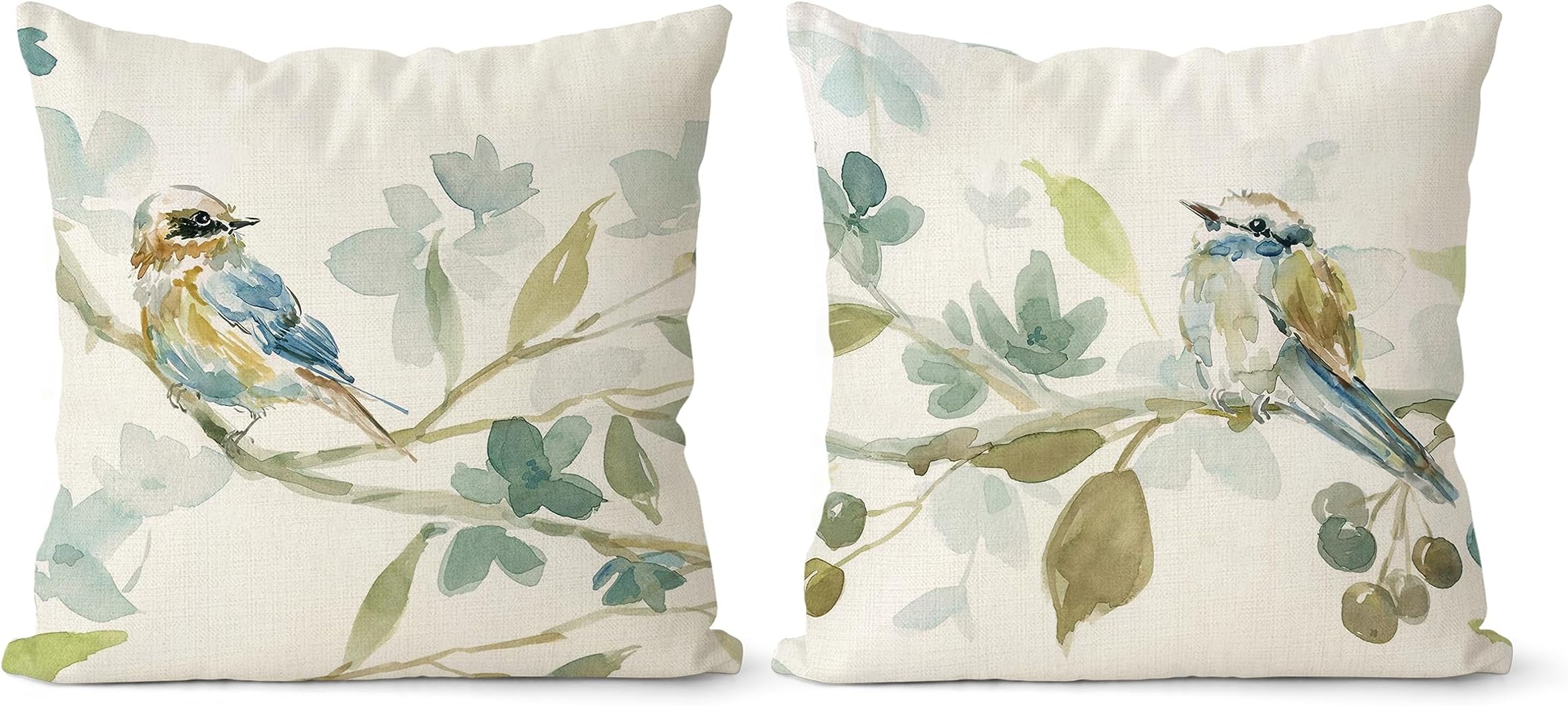 Amazon.com: 7COLORROOM Set of 4 Vintage Bird Pillow Covers Birds On The ...