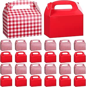 Amazon.com: Marspark 24 Pcs Red and White Gingham Treat Boxes Bulk ...