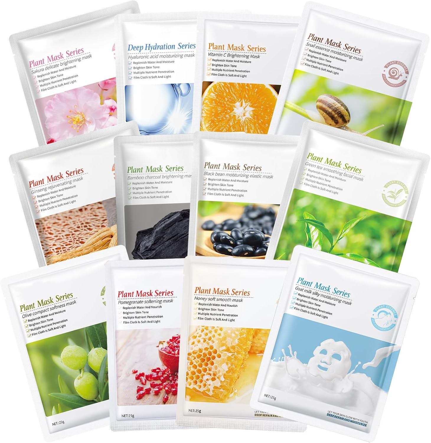 FEXPDL Face Masks Skincare, 12 Pack Sheet Face MaskHydrating Face Mask ...