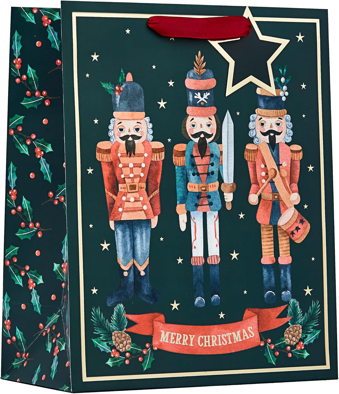 Design By Violet Merry Christmas Nutcracker Gift Bag with Red Handle ...