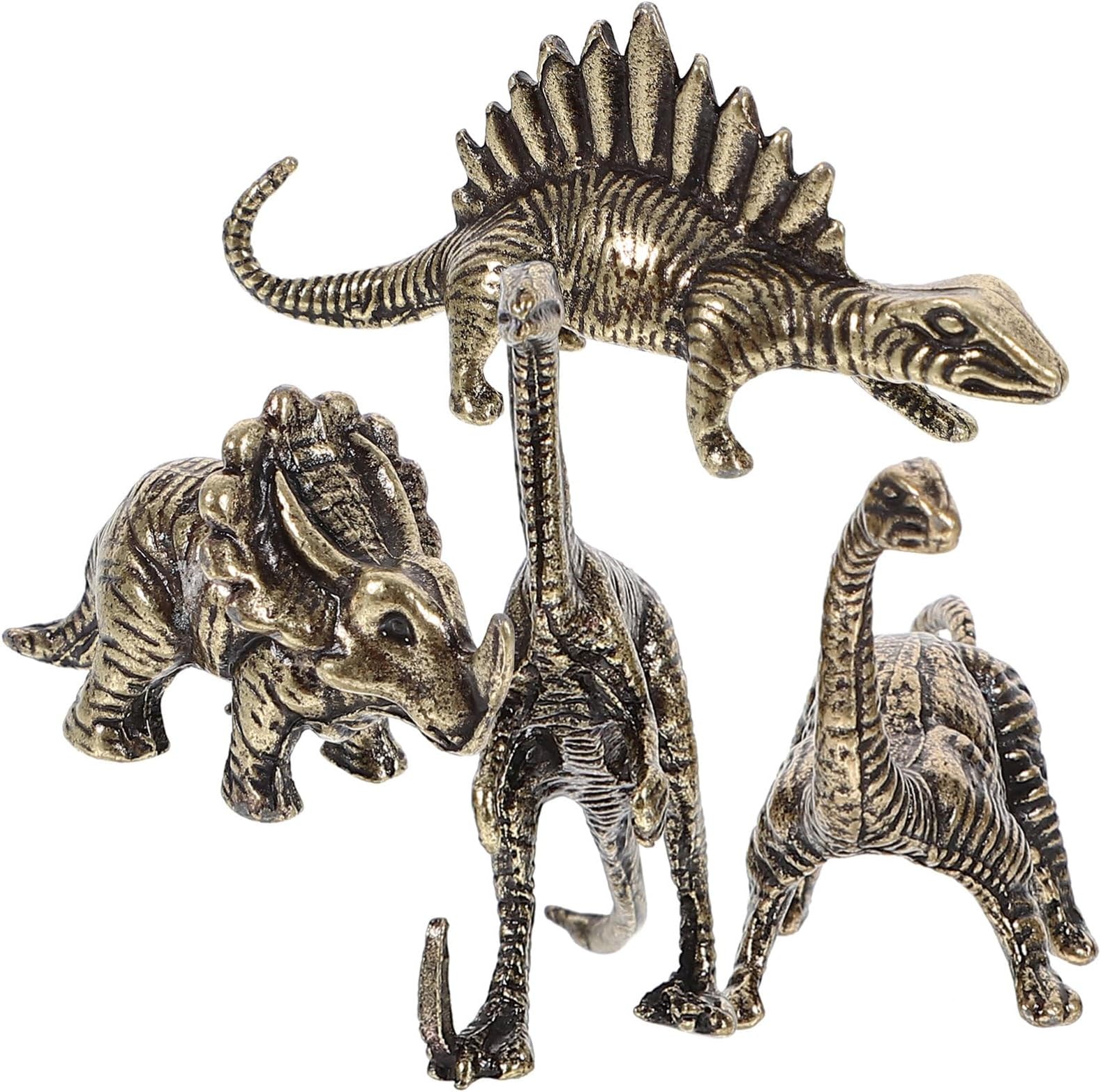 Amazon.com: Miniature Dinosaur Figurine, 4pcs Copper Dinosaur Statue ...