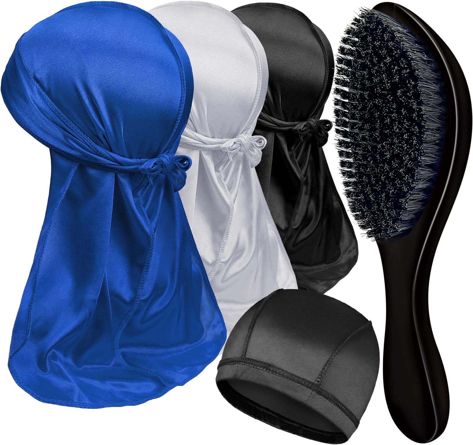 Amazon.com : 3PCS Silky Durags with Wave Brush for Men, Satin Doo Rags ...
