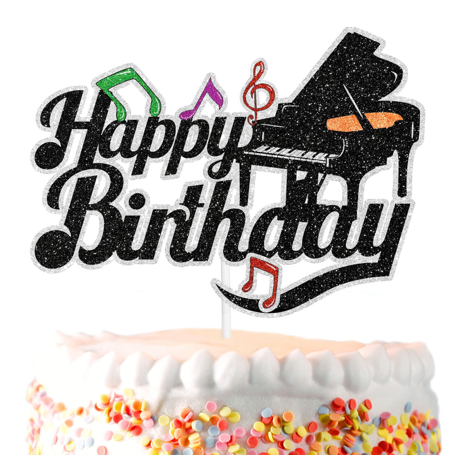 Amazon.com: Piano Cake Topper Pianist Happy Birthday Musical Instrument ...