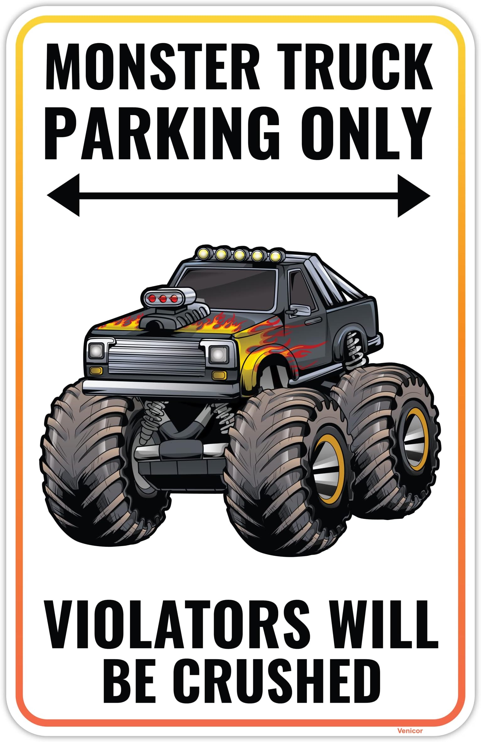 Amazon.com: Venicor Monster Truck Sign - 9 x 14 Inches - Aluminum ...