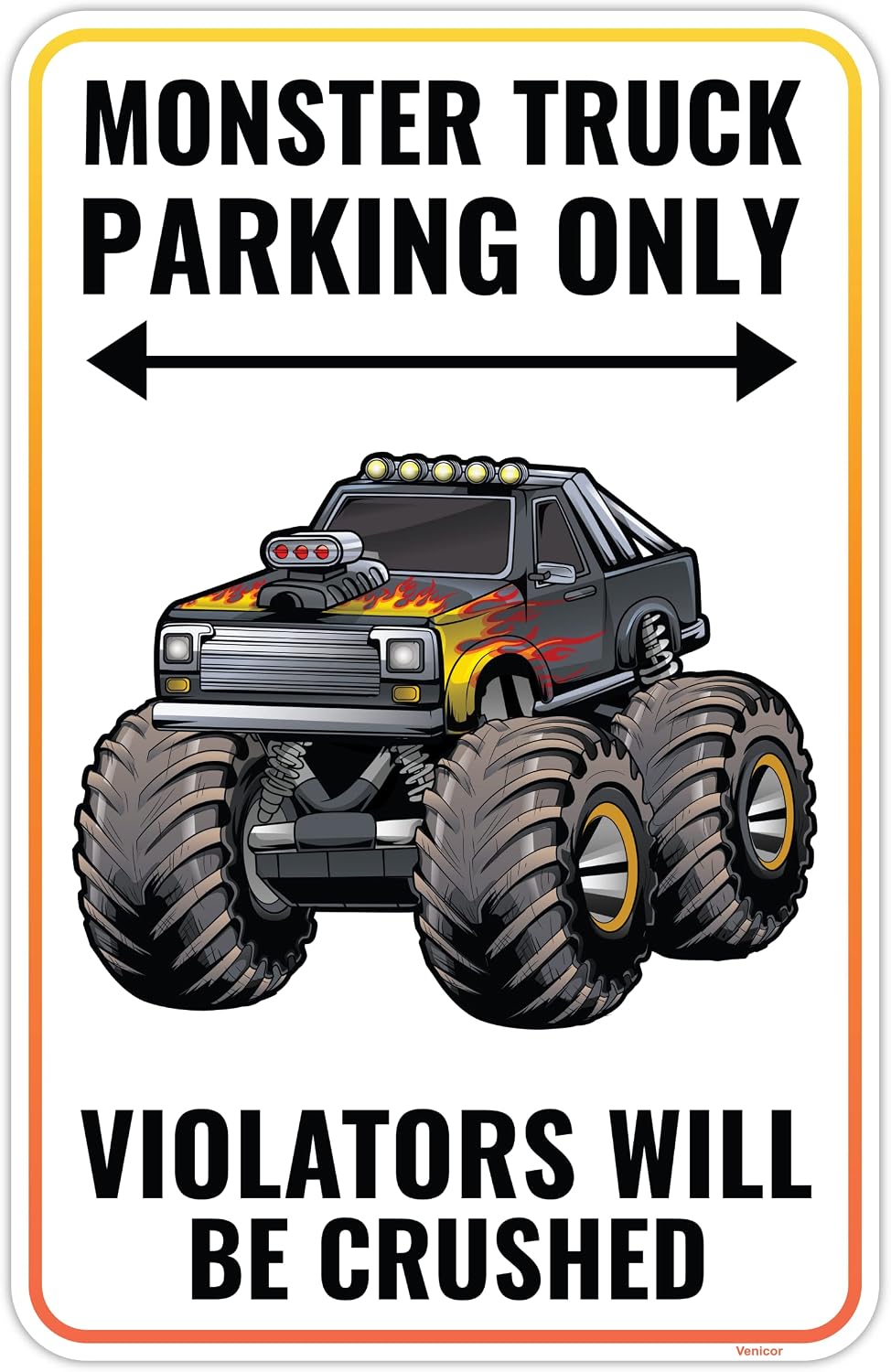 Amazon.com: Venicor Monster Truck Sign - 9 x 14 Inches - Aluminum ...