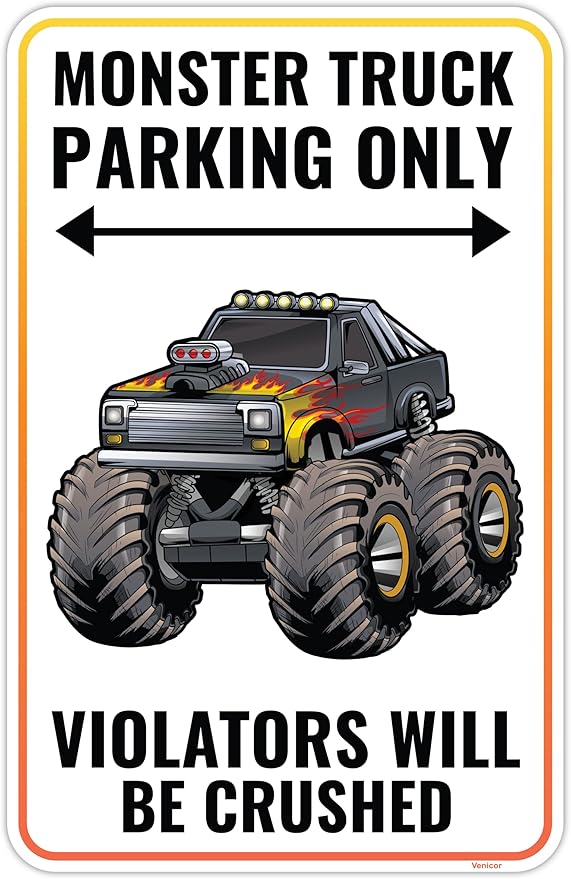 Amazon.com: Venicor Monster Truck Sign - 9 x 14 Inches - Aluminum ...