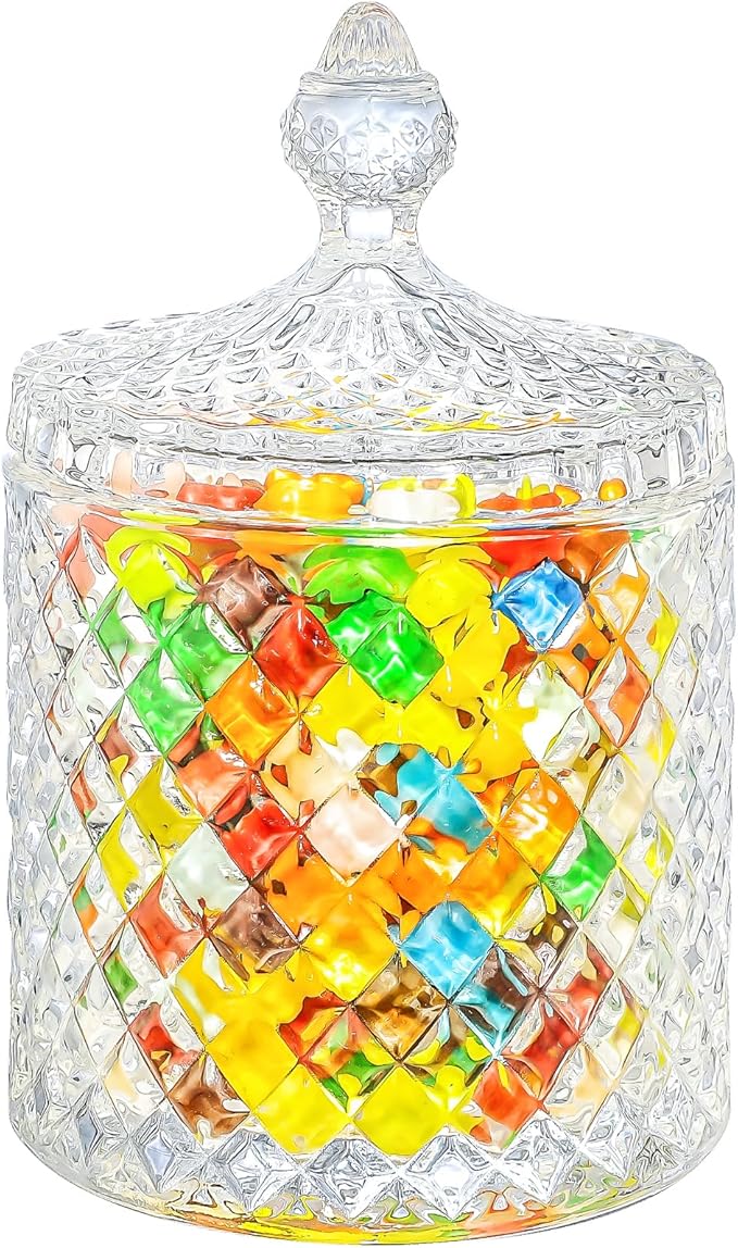 Amazon.com | INFTYLE Glass Candy Dish with Lid 1pcs 20oz Large Crystal ...