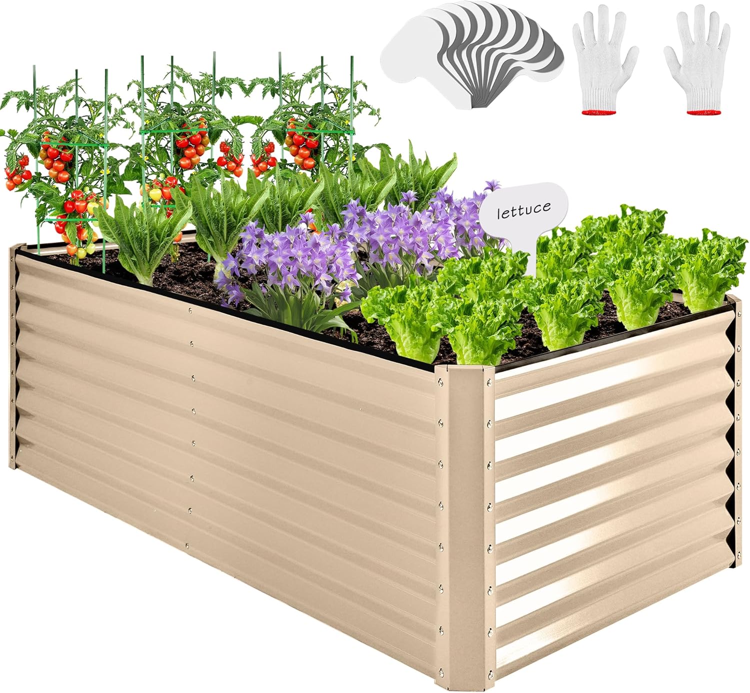 soges Raised Garden Bed,6 x 3 x 2 Ft Elevated Galvanized Planter Box ...