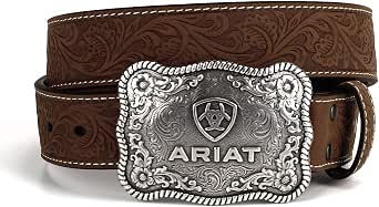 ARIAT - Cinturón de piel de corteza envejecida para hombre con ...