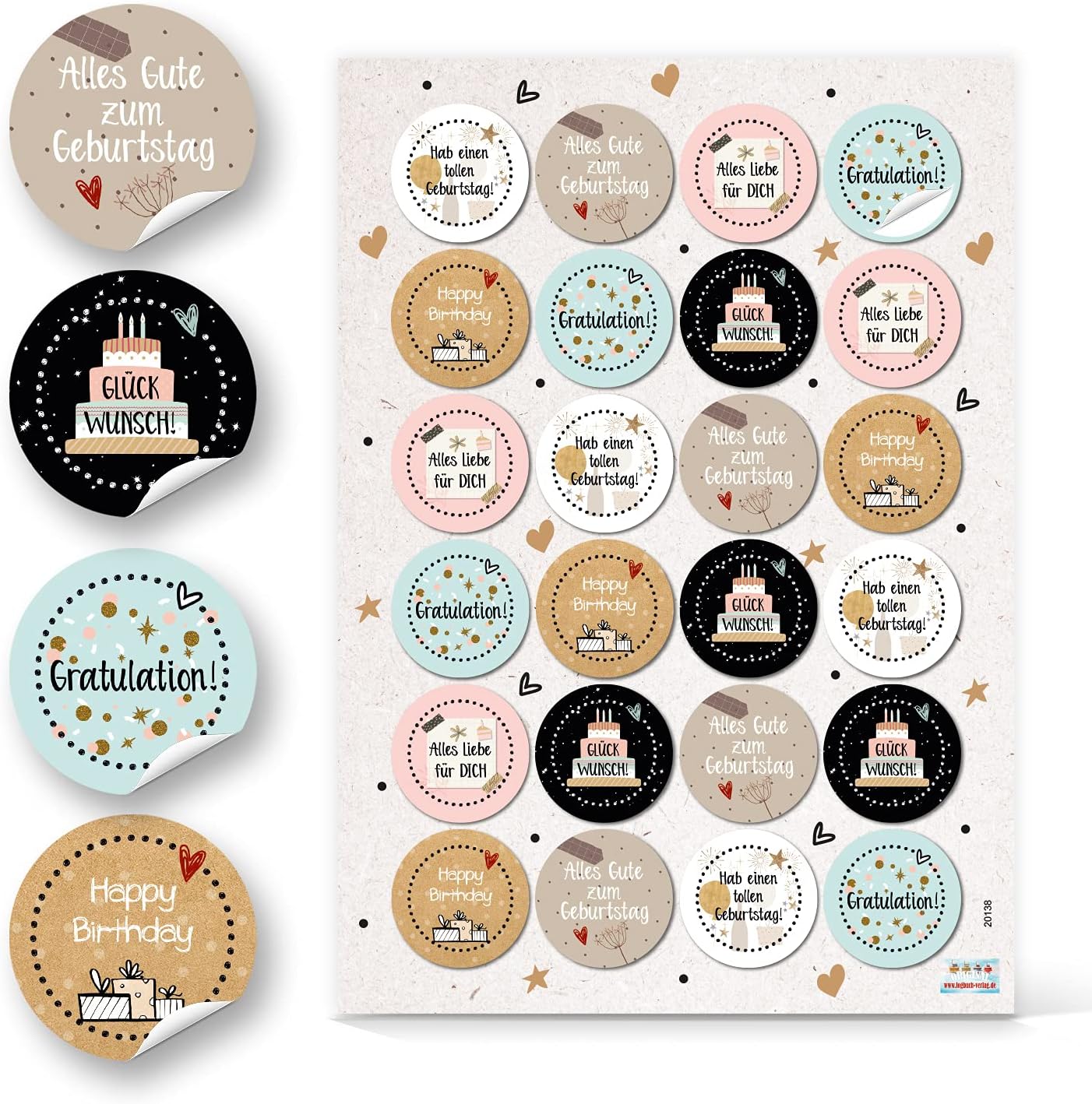 48x hochwertige Etiketten "Herzlichen Glückwunsch" hohe Klebekraft 4cm ...