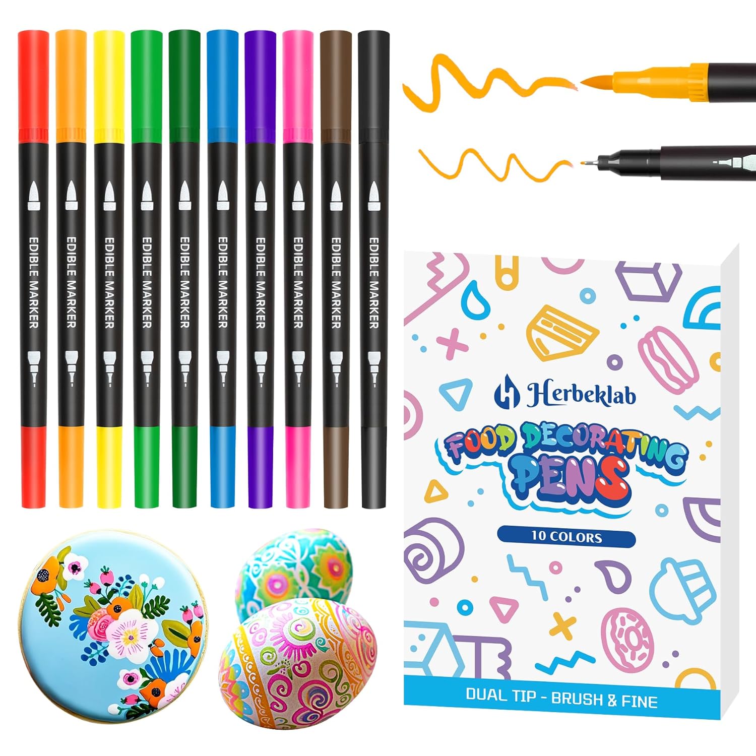Amazon.com : Edible Markers – 10Pcs Double-Sided Food Coloring Pens ...