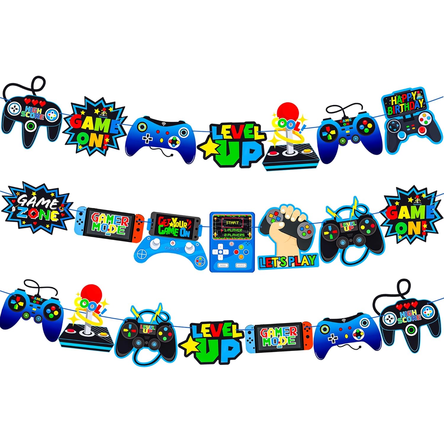 Video Game Controller Banner Blue Game Birthday Banner Gaming on ...