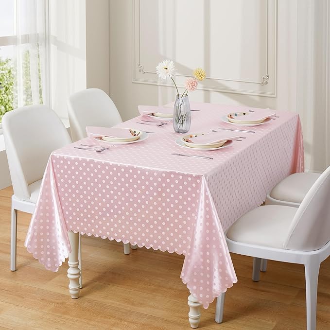Amazon.com: HommxJF Blush Pink Polka Dot Satin Table Cloth 60 x 84 ...
