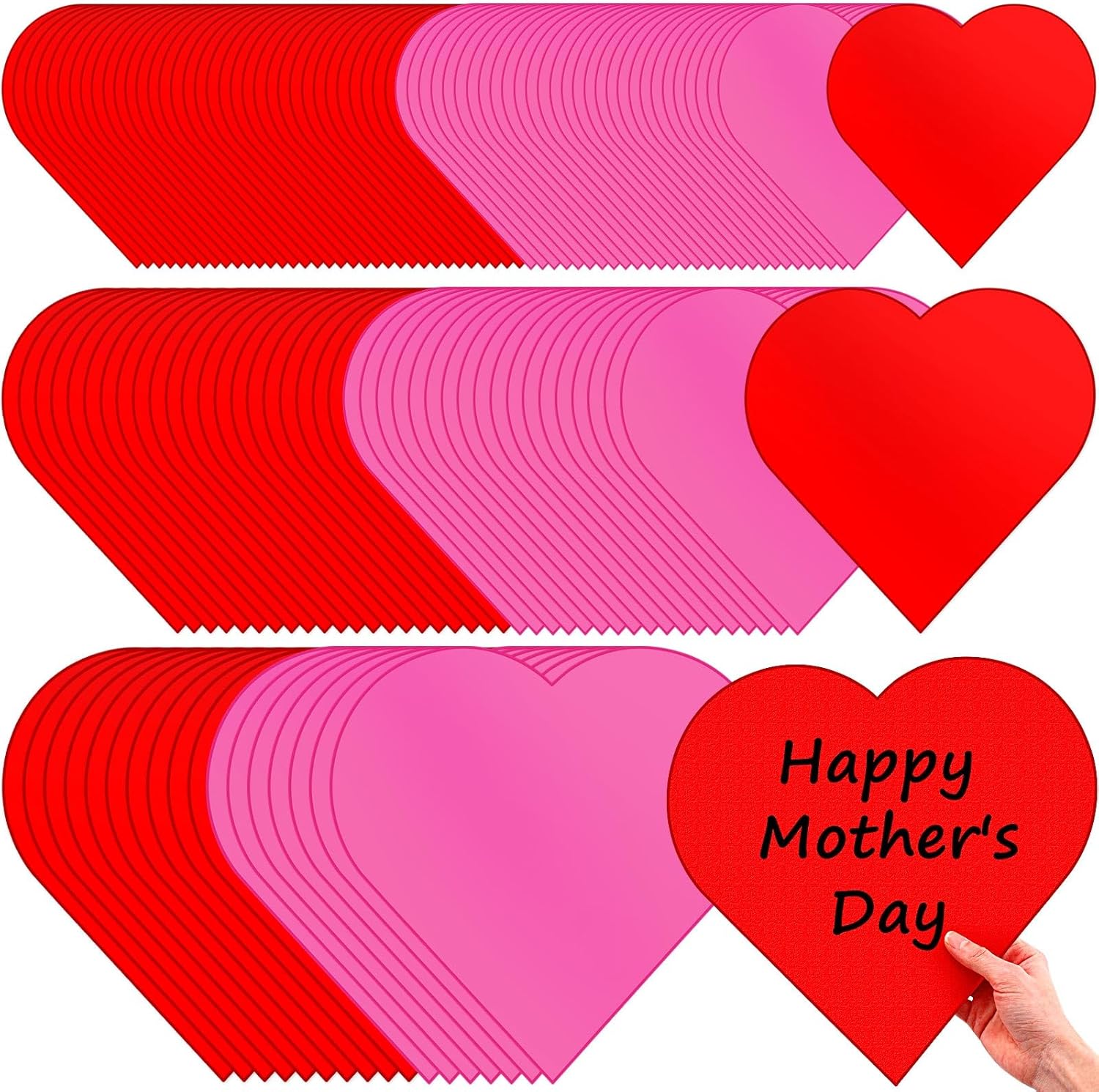 Yexiya 200 Pcs Heart Cutouts Mother's Day 3 Sizes 12 8.5 4 Large Paper ...