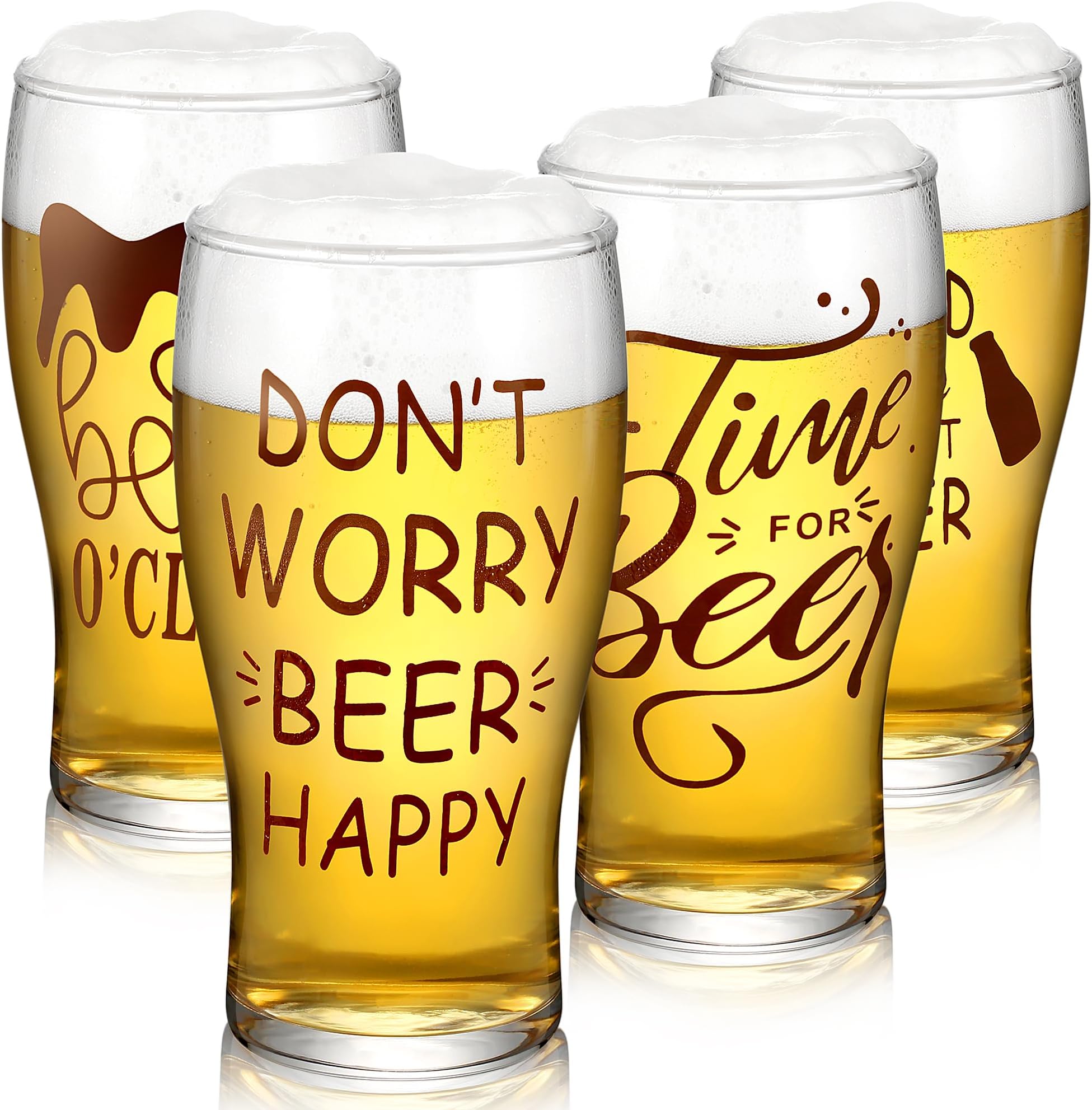 Amazon.com | JoyJolt Grant 19oz Beer Pint Glasses Set of 4. Large Beer ...
