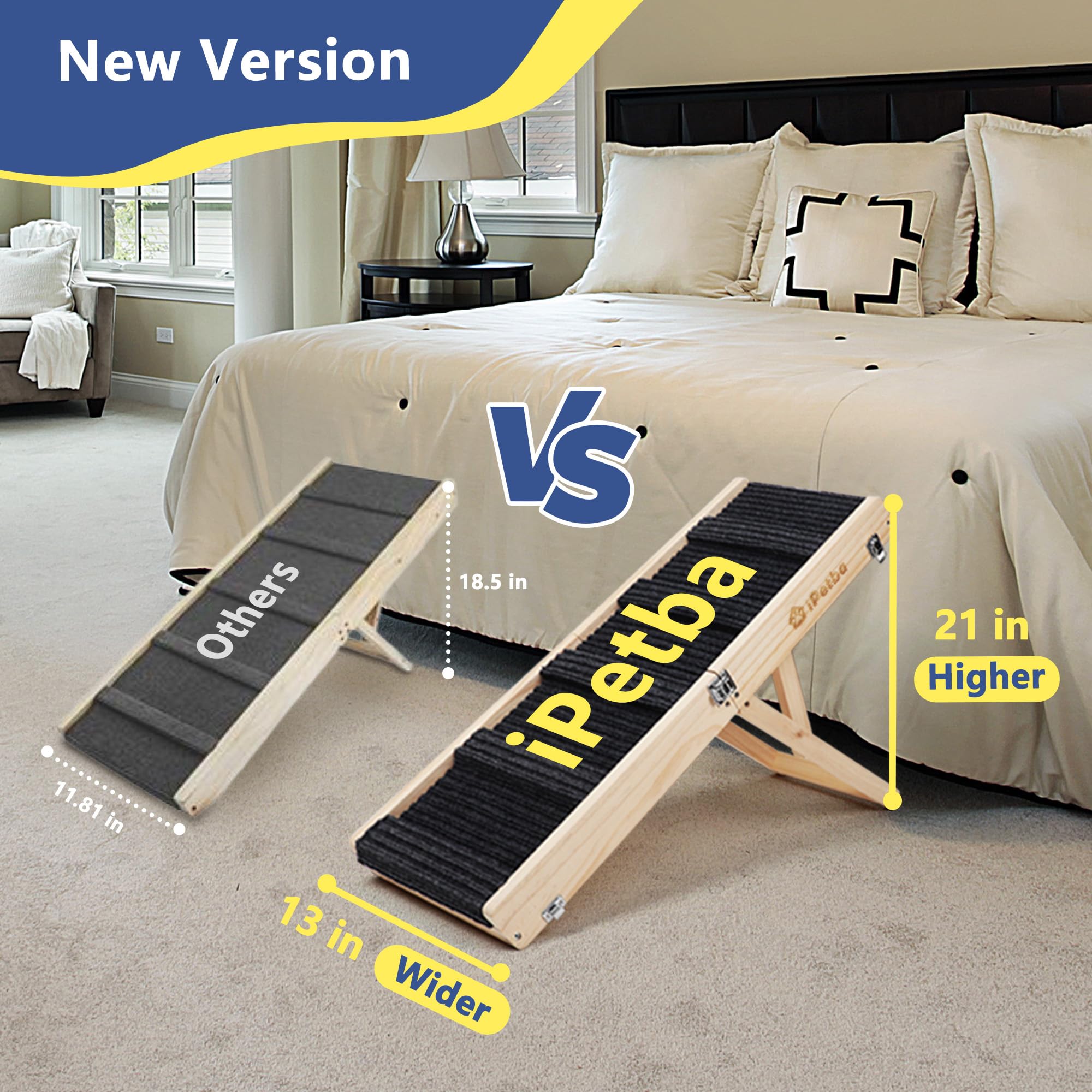 Snapklik.com : iPetba Dog Ramp For Bed, Upgraded 2.0 Version, Pet Dog ...