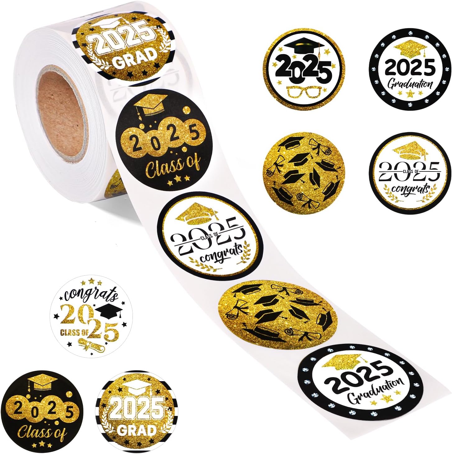 Amazon.com : 1 Roll 500pcs Graduation Stickers 2025, 1.5in 7 Styles ...