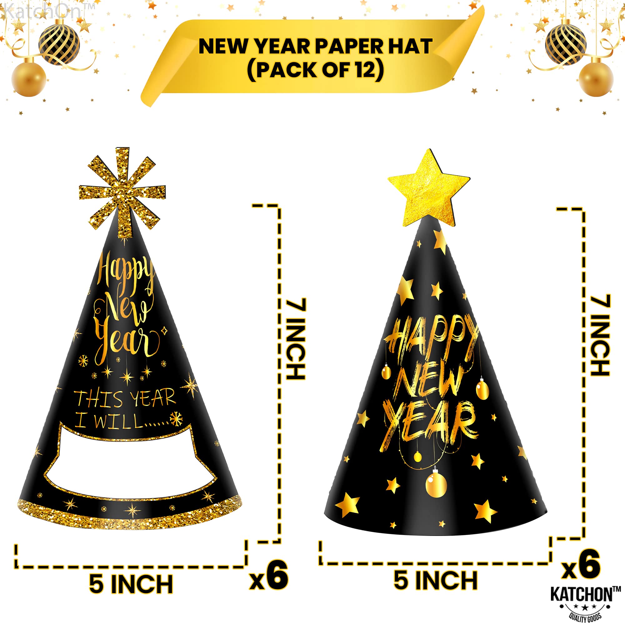 Snapklik.com : Happy New Years Eve Party Hats 2026 - Pack Of 12 Happy ...