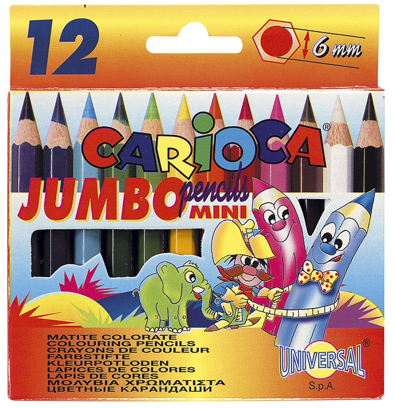 Buy Carioca Jumbo Mini Wooden Colored Pencils with Case and Sharpener ...