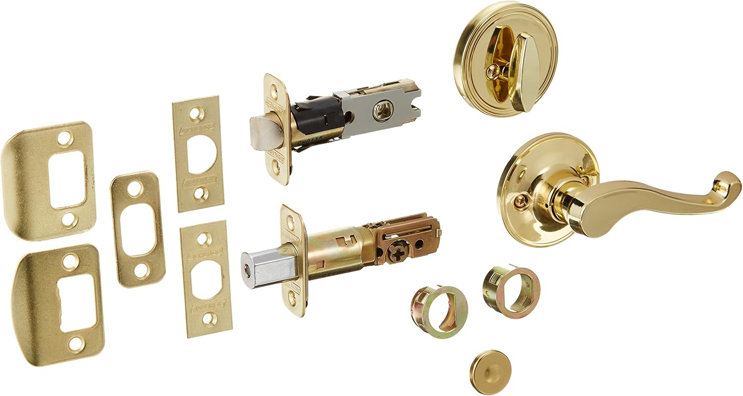 Schlage Dexter 1-3/8-in to 1-3/4-in Bright Brass Single Cylinder Lever ...