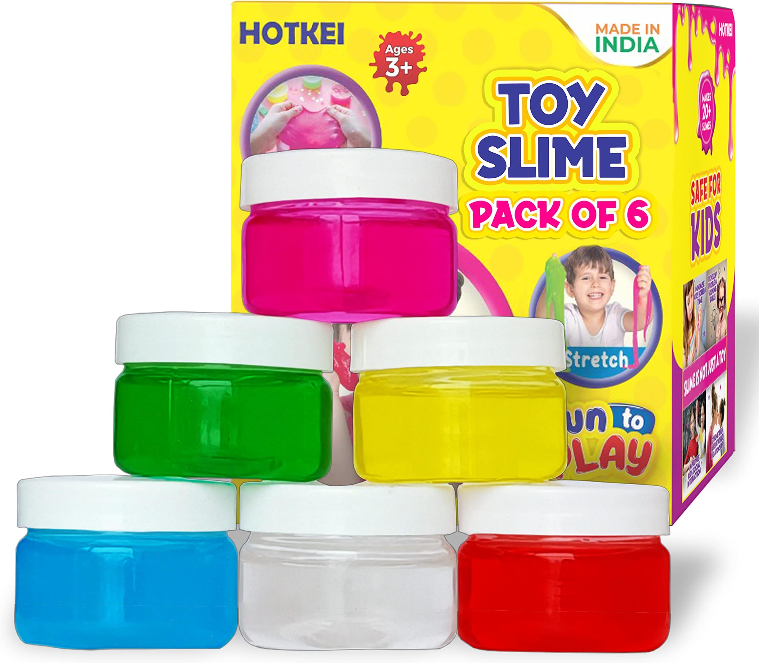 Buy HOTKEI (Pack of 6 Slime) Multicolor Fruit Scented DIY Toy Slimy ...