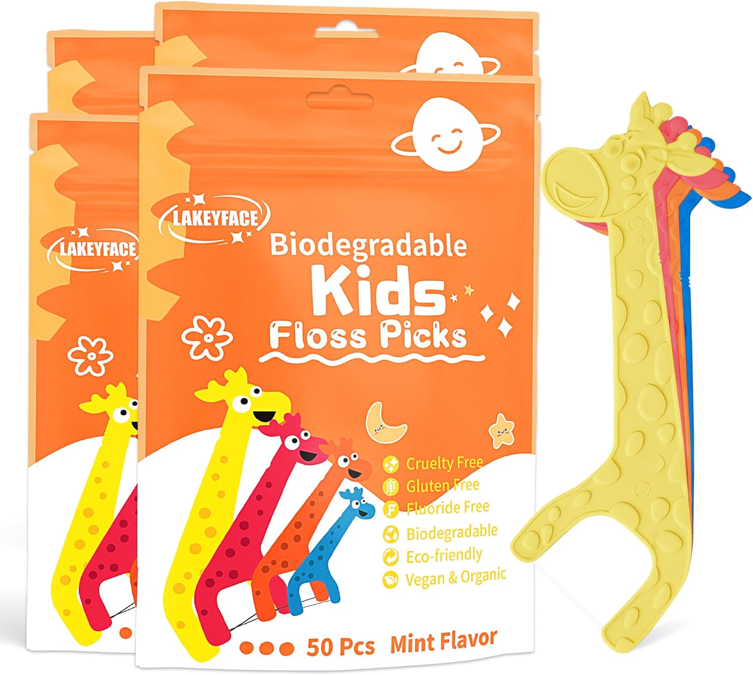 Amazon.com : Lakeyface 200 Count Biodegradable Kids Flossers, Eco ...