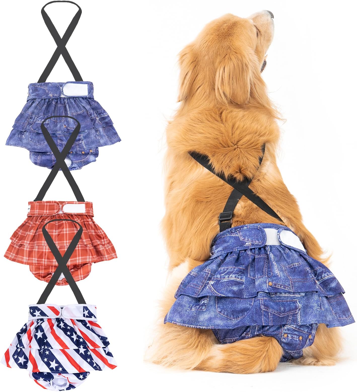 Amazon.com : 3 Pack Avont Washable Female Dog Diaper with Suspender ...