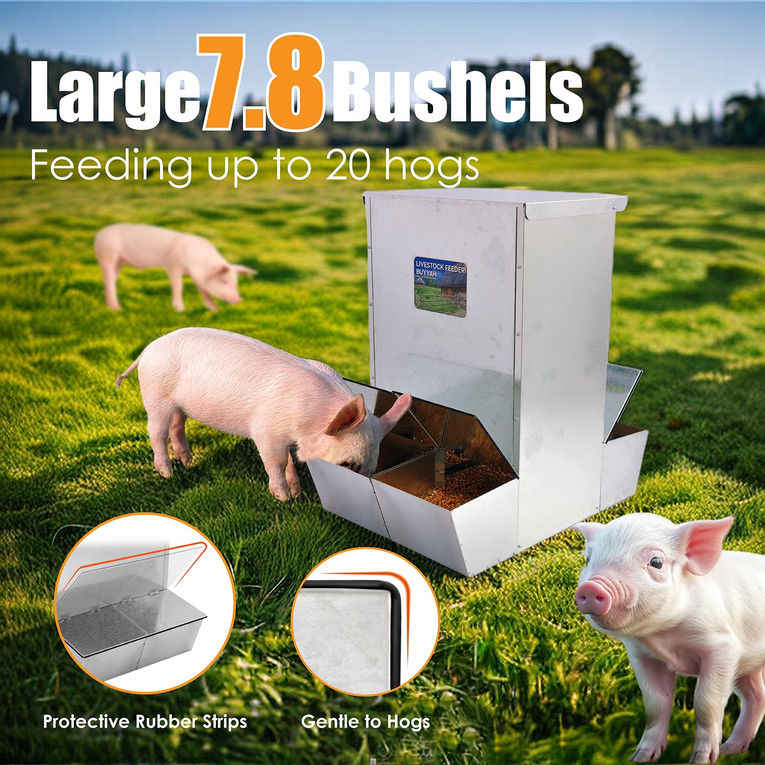 Snapklik.com : BUYYAH 4 Door Hog Feeder, 7.8 Bushels Capacity, Heavy ...
