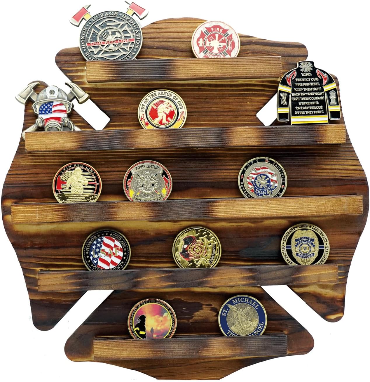 Amazon.com: Firefighter Challenge Coin Display Wall Mount Shelf, Wooden ...